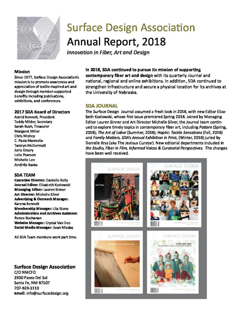 SDA-AnnualReport2018_web-pdf-791×1024 | Surface Design Association