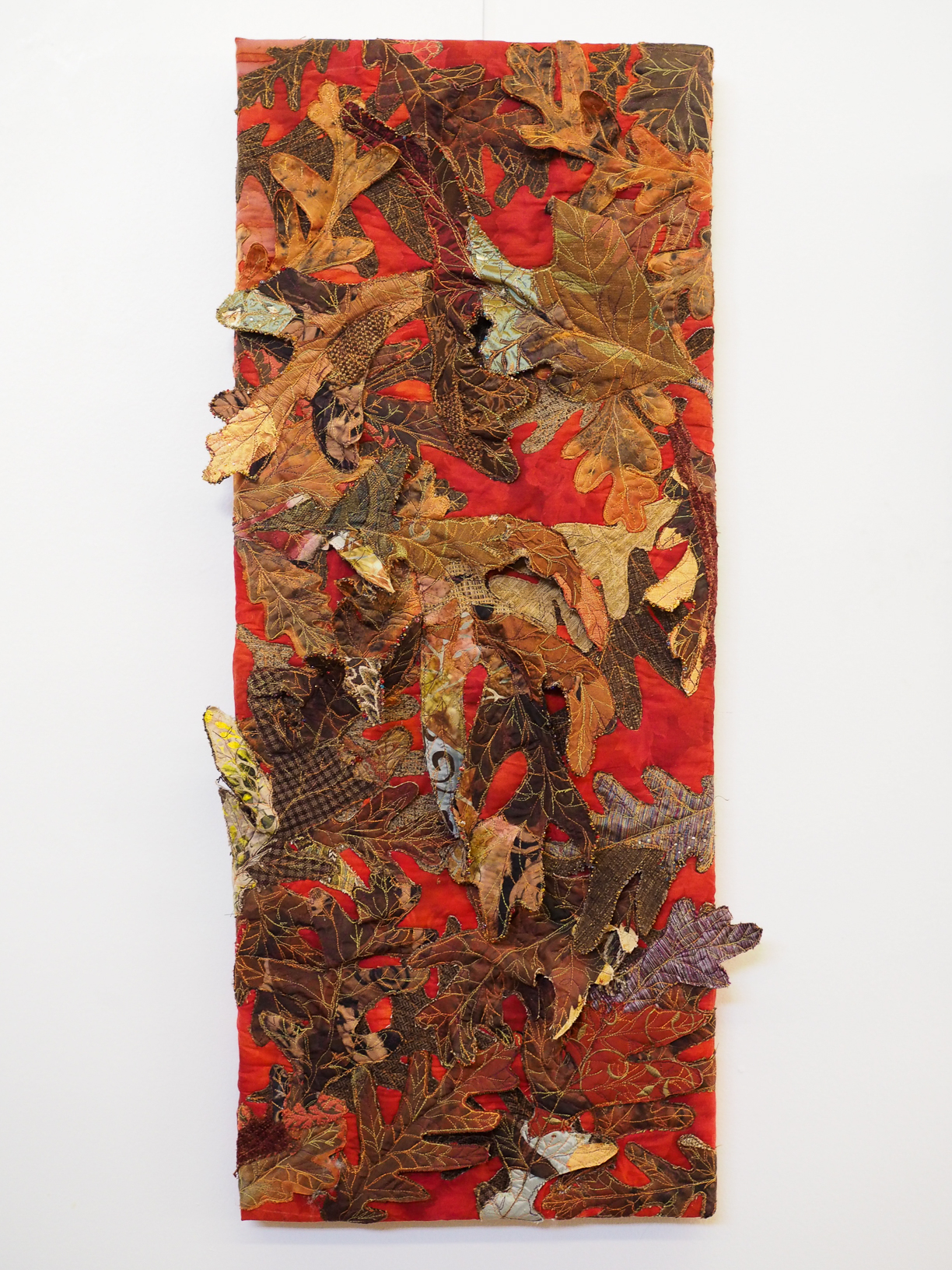 Quercus Falling Leaves II White Oak Leaves In Red Surface Design